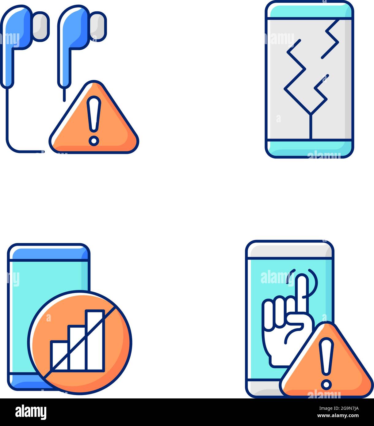 Smartphone breakdowns RGB color icons set Stock Vector Image & Art - Alamy