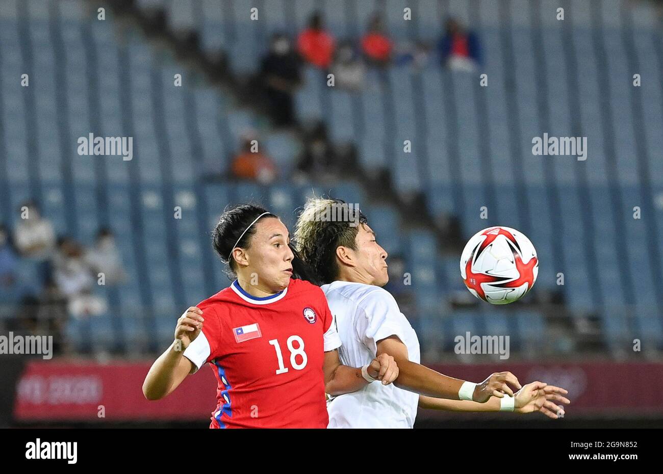 Miyagi, Japan. 27th July, 2021. Sugasawa Yuika (R) of Japan vies with ...
