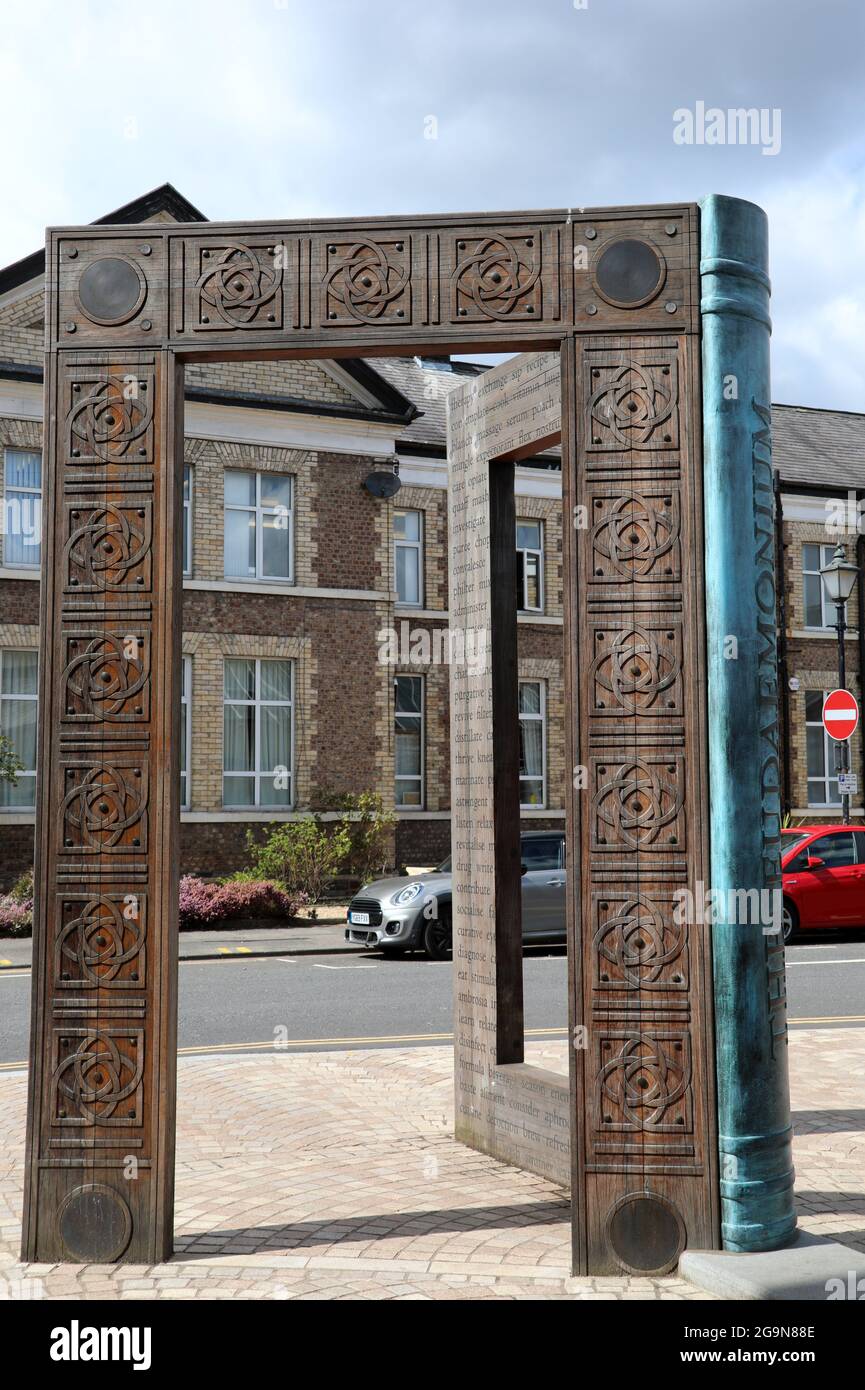 Quirky sculpture called The Eudaemonium outside Altrincham library ...