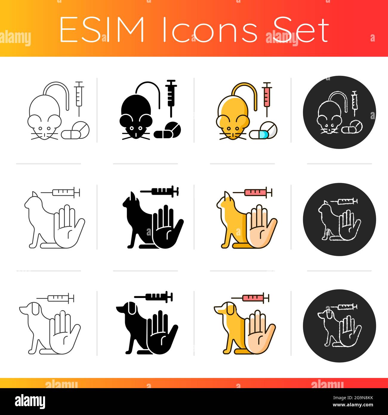 Stop animal testing icons set Stock Vector Image & Art - Alamy