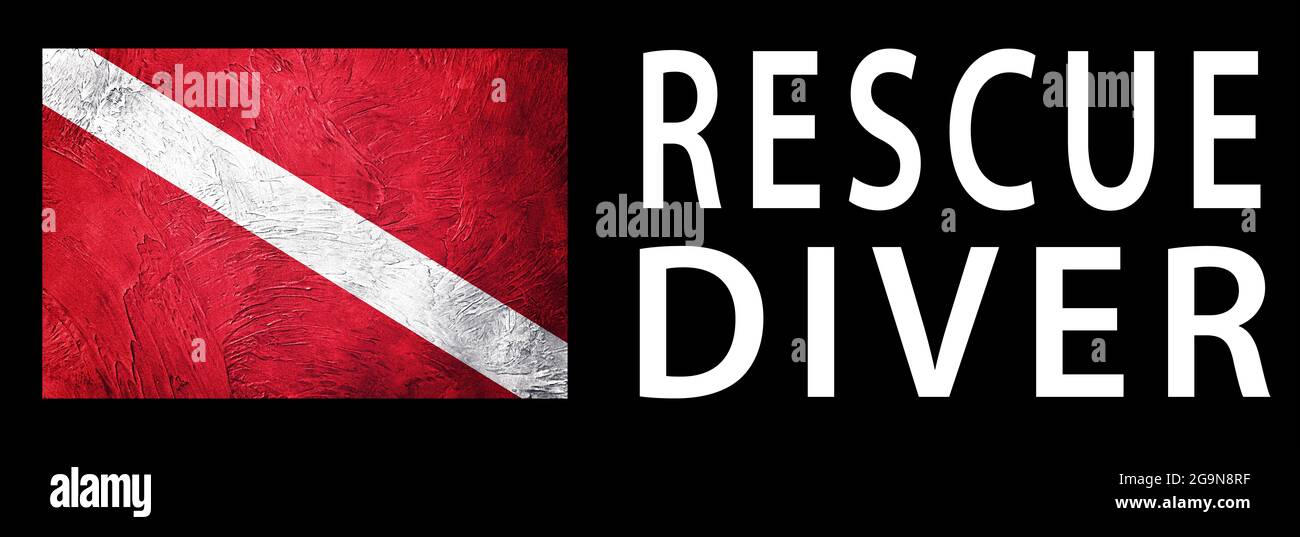Rescue Diver, Diver Down Flag, Scuba flag, Scuba Diving Stock Photo - Alamy