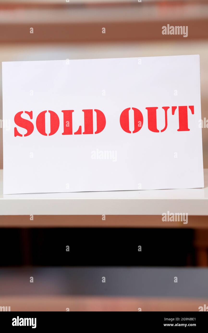 Blank with text sold out on bright background Stock Photo - Alamy