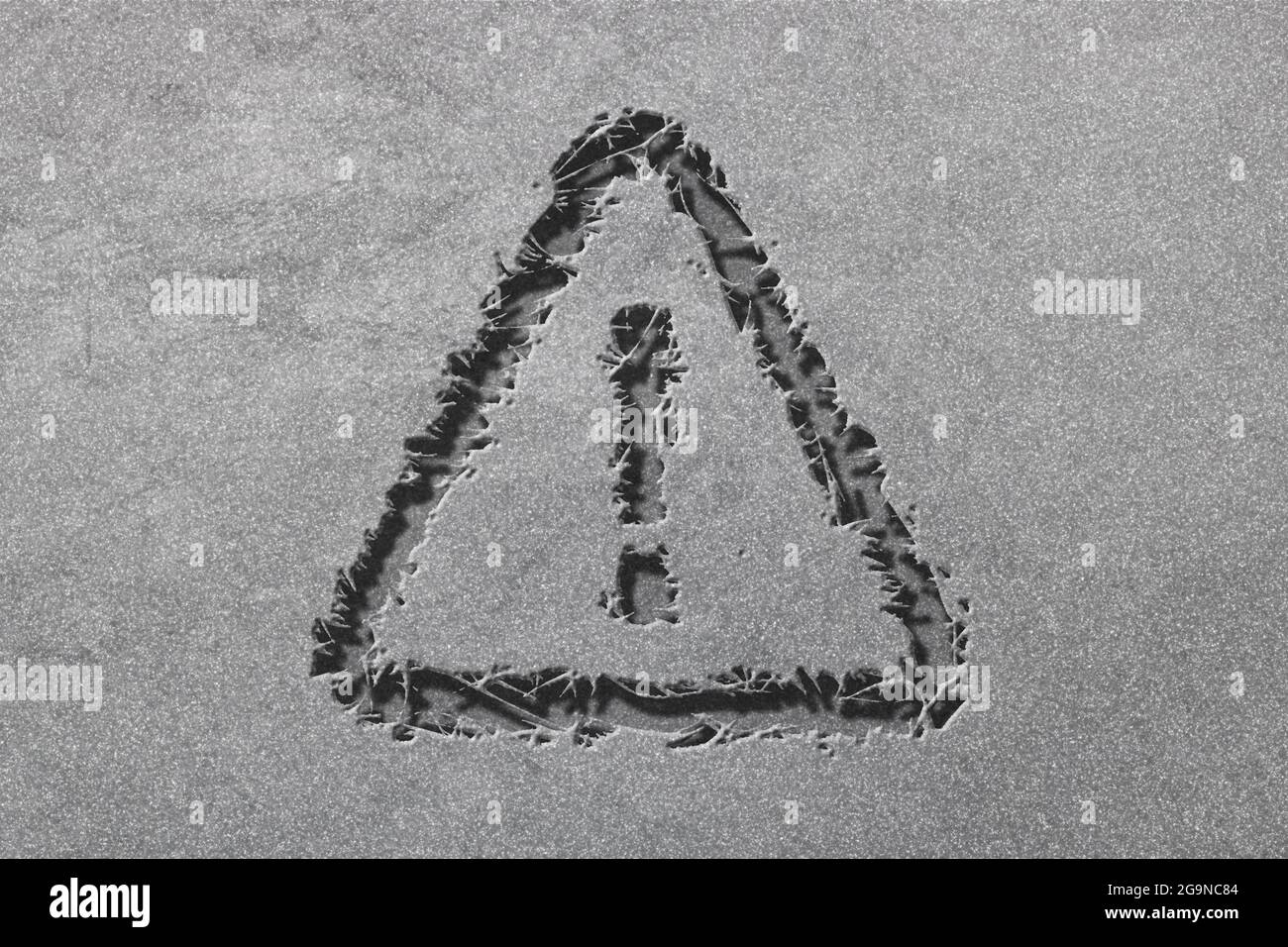 Danger sign, Hazard warning attention sign, rugged, silver background ...