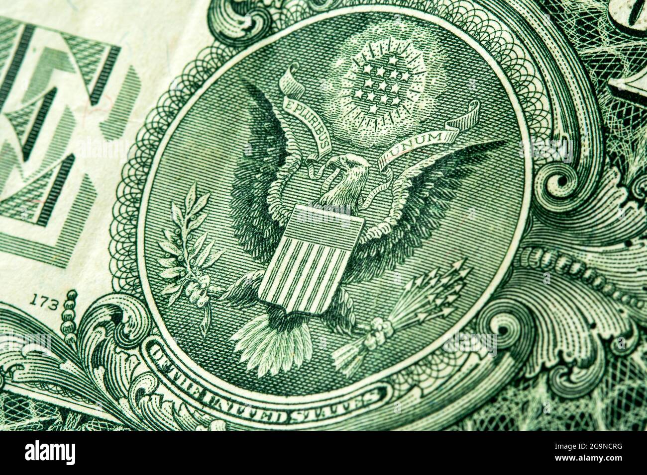 Fragment of a US dollar bill. Symbols of the United States Stock Photo ...