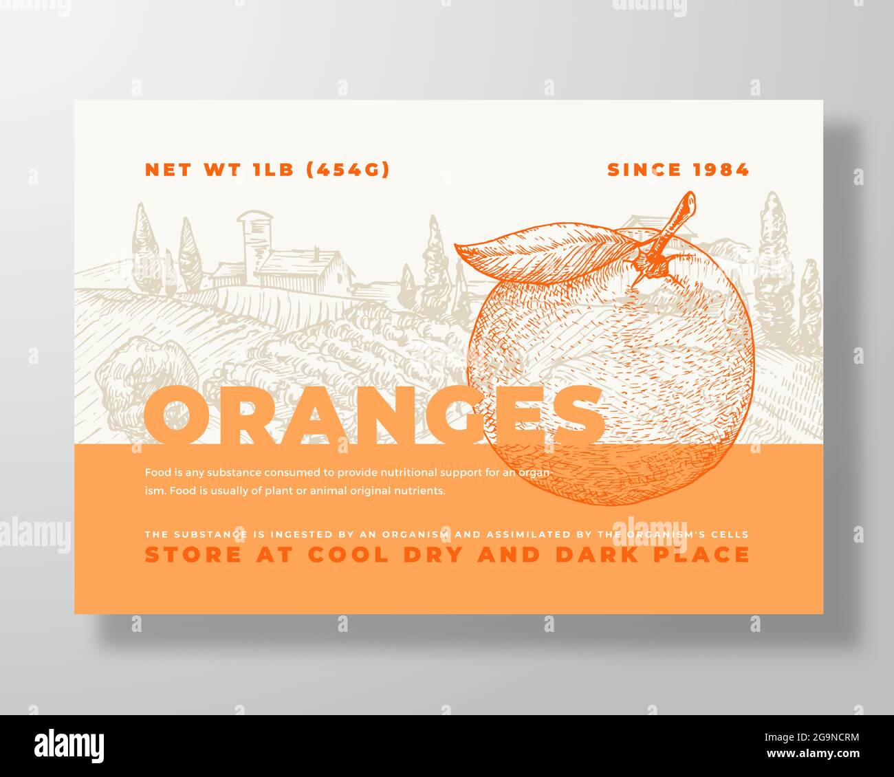 Fresh Oranges Food Label Template. Abstract Vector Packaging Design ...