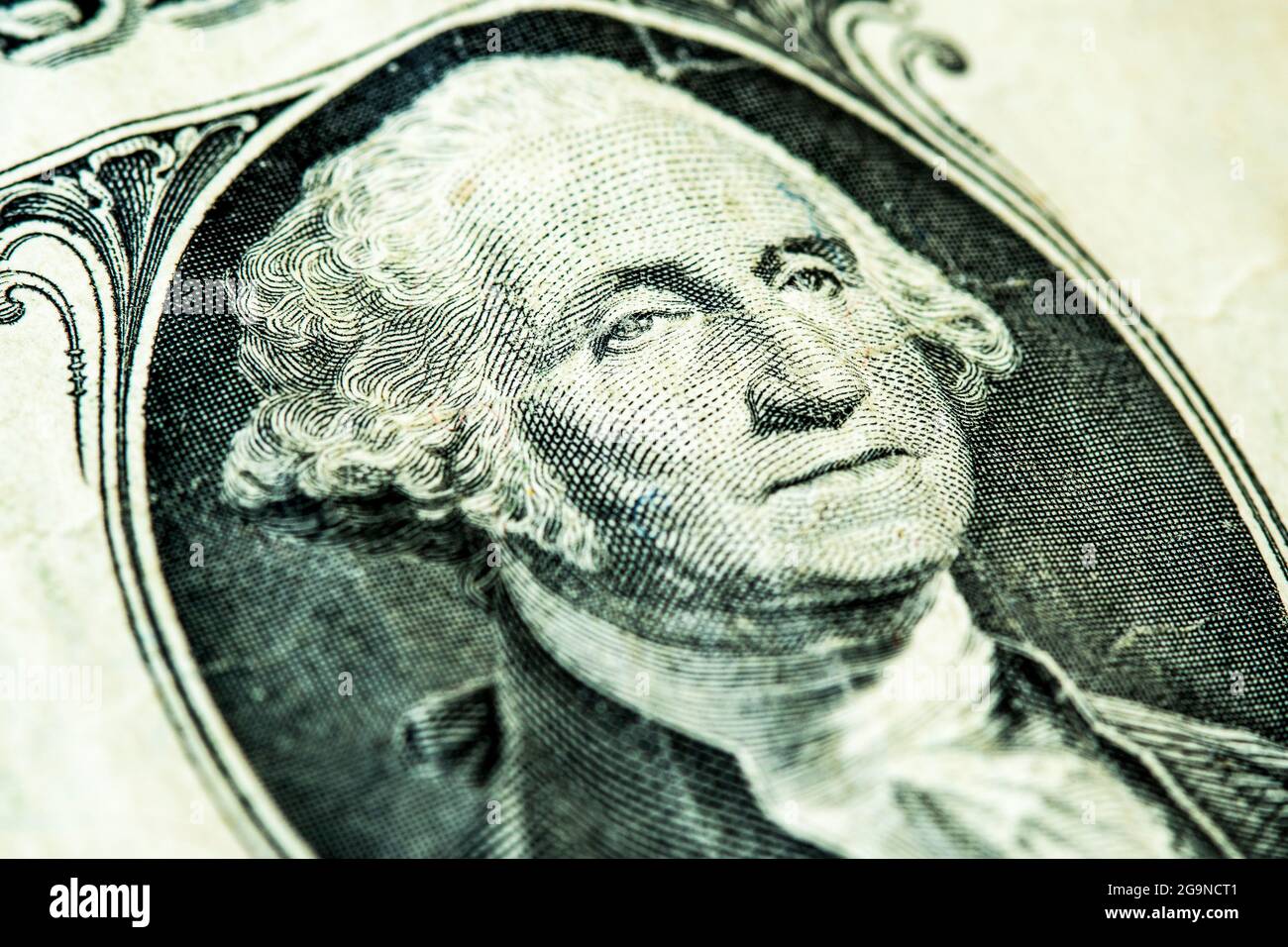 Washington's portrait on dollar. Fragment of a US dollar bill Stock ...