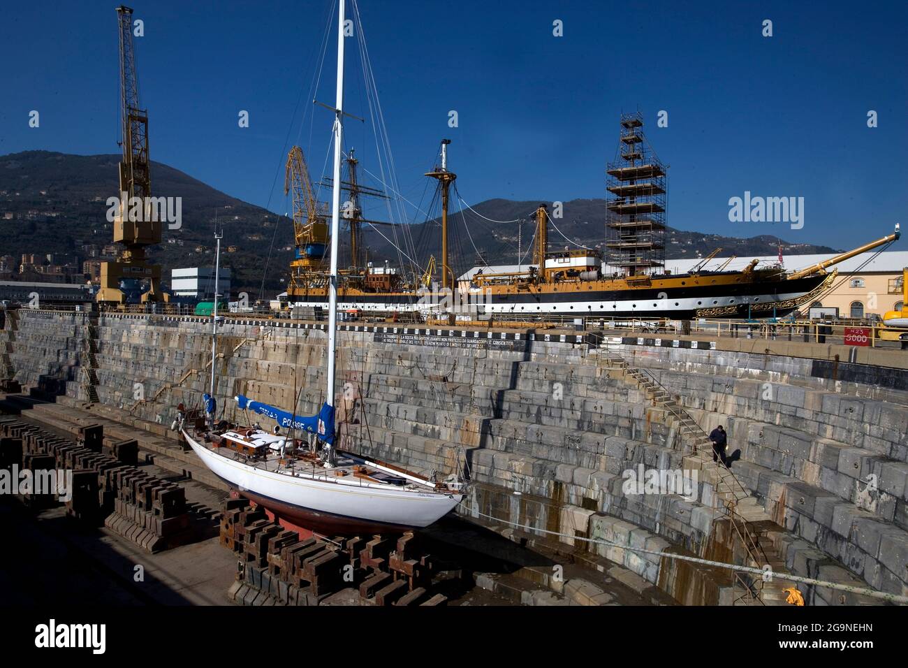 School ship Amerigo Vespucci, Naval Shipyard of the Italian Navy, La ...