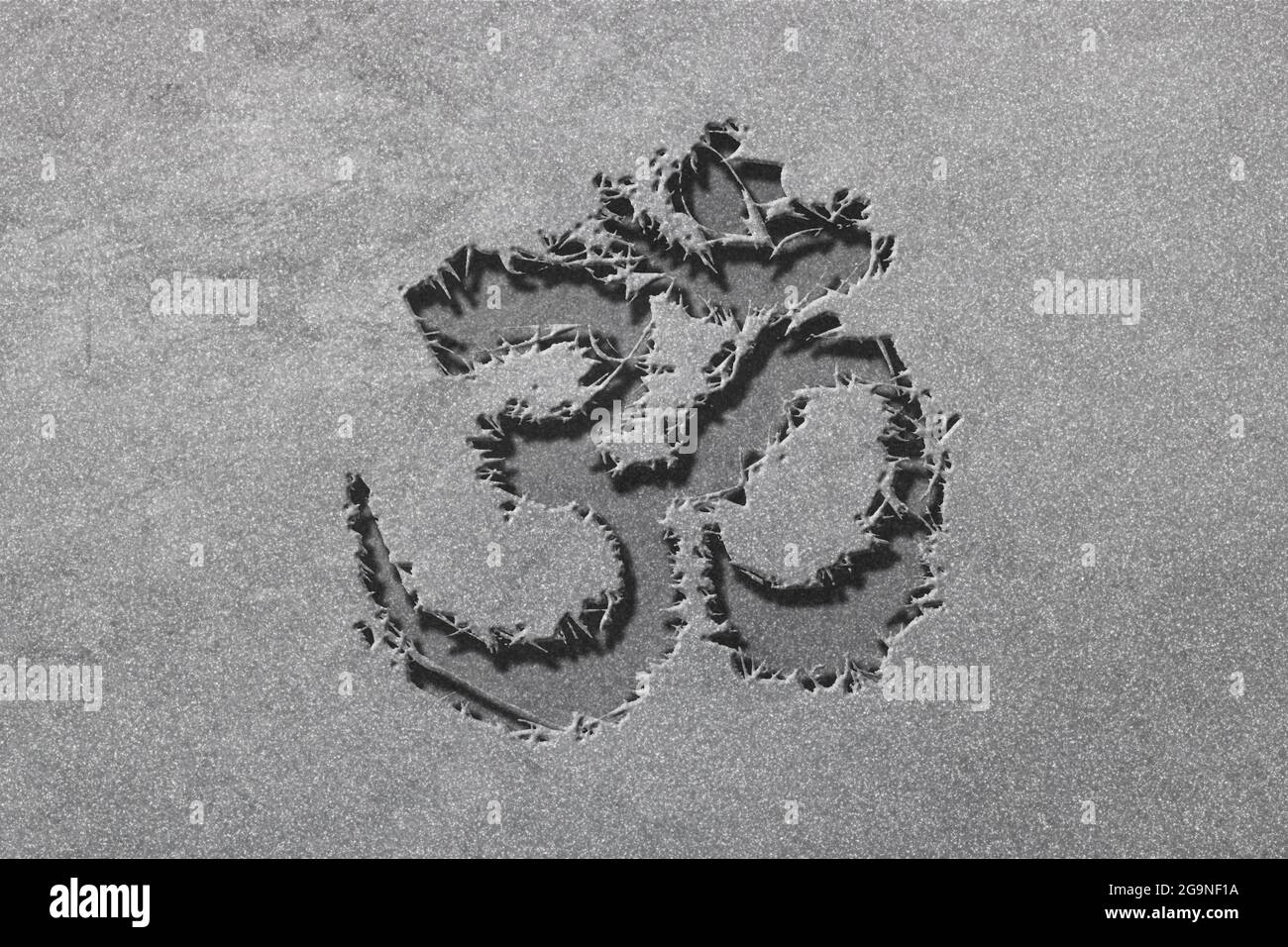 Om, Aum symbol, Ultimate reality, rugged, silver background Stock Photo ...