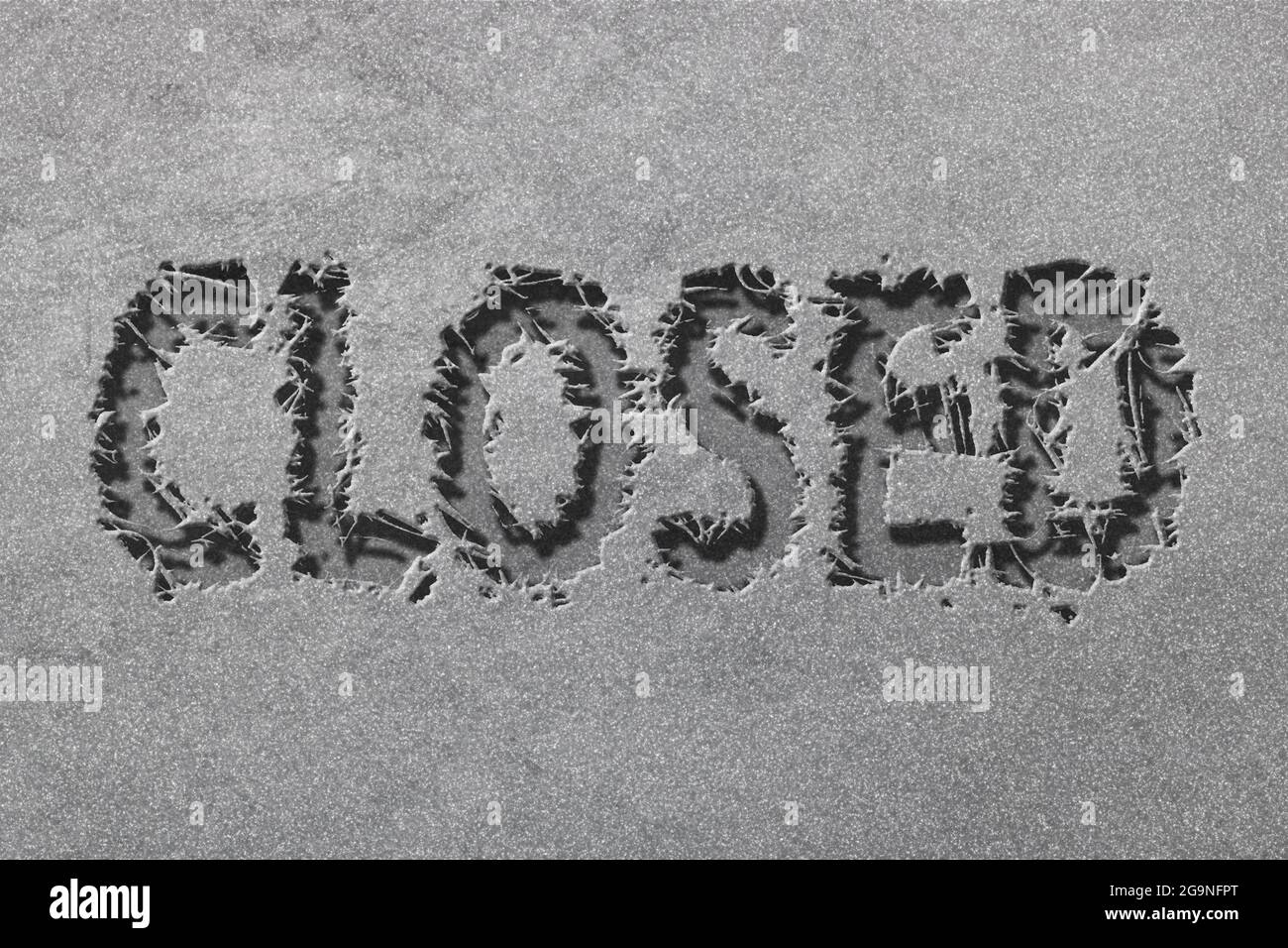 Closed sign, Symbol, Closed Text, rugged, silver background Stock Photo ...