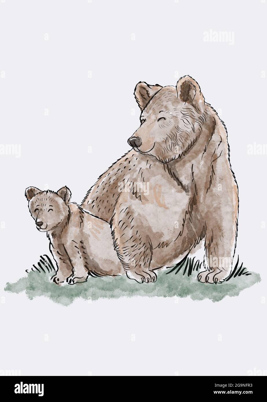 bear and cub illustration Stock Photo - Alamy
