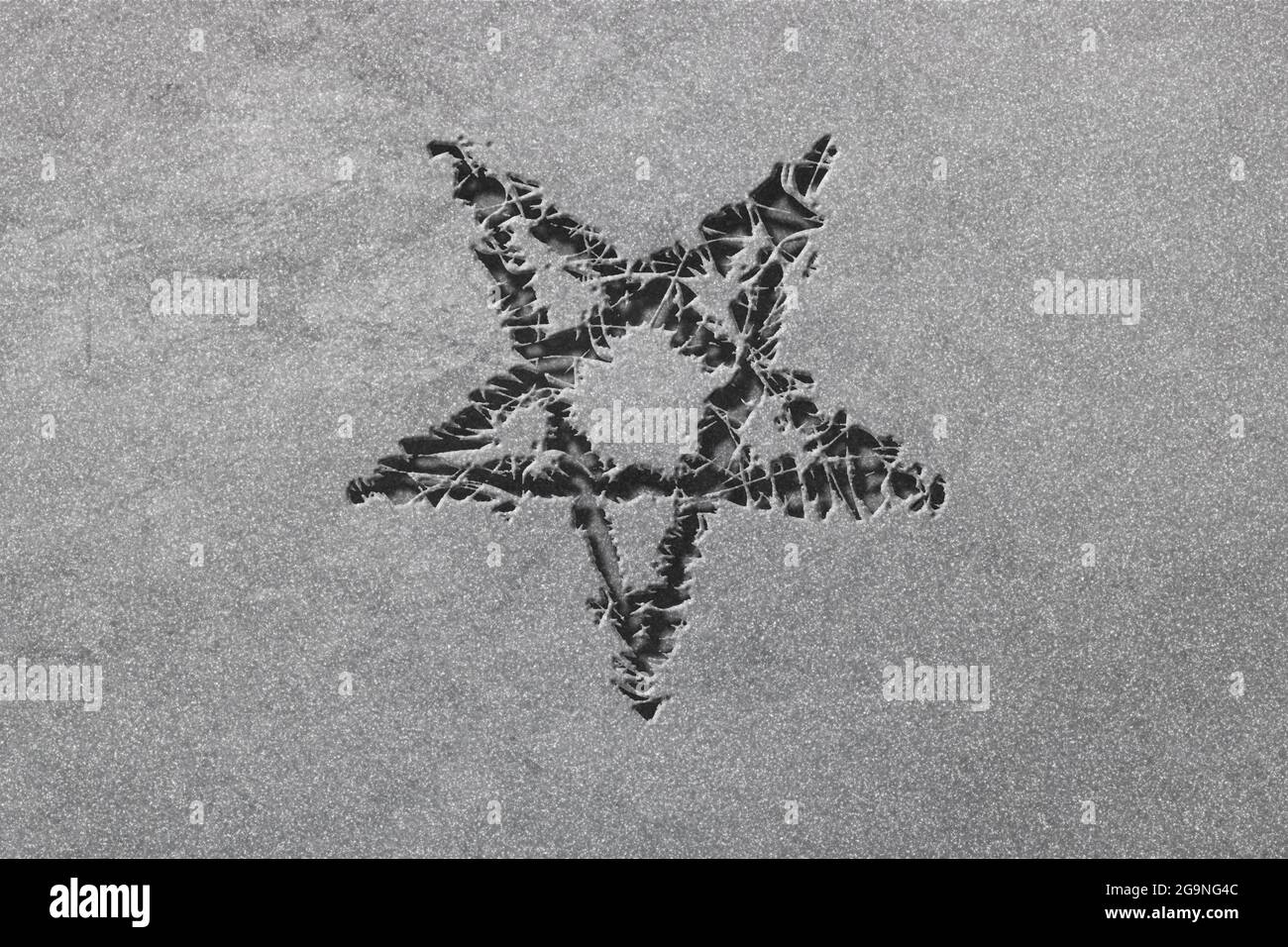 Reversed Pentagram symbol, Satanic sign, rugged, silver background ...