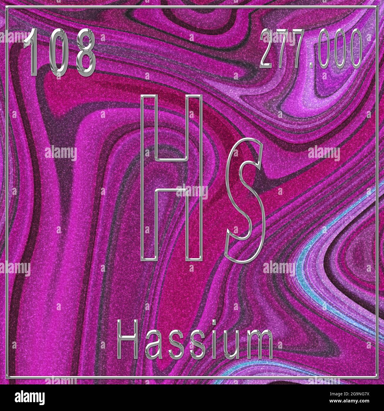 Hassium chemical element, Sign with atomic number and atomic weight ...
