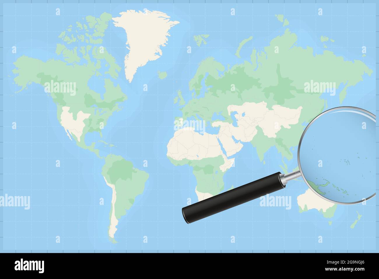 Map of the world with a magnifying glass on a map of Marshall Islands ...