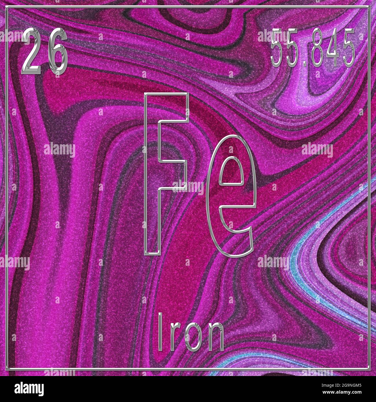 Iron chemical element, Sign with atomic number and atomic weight ...