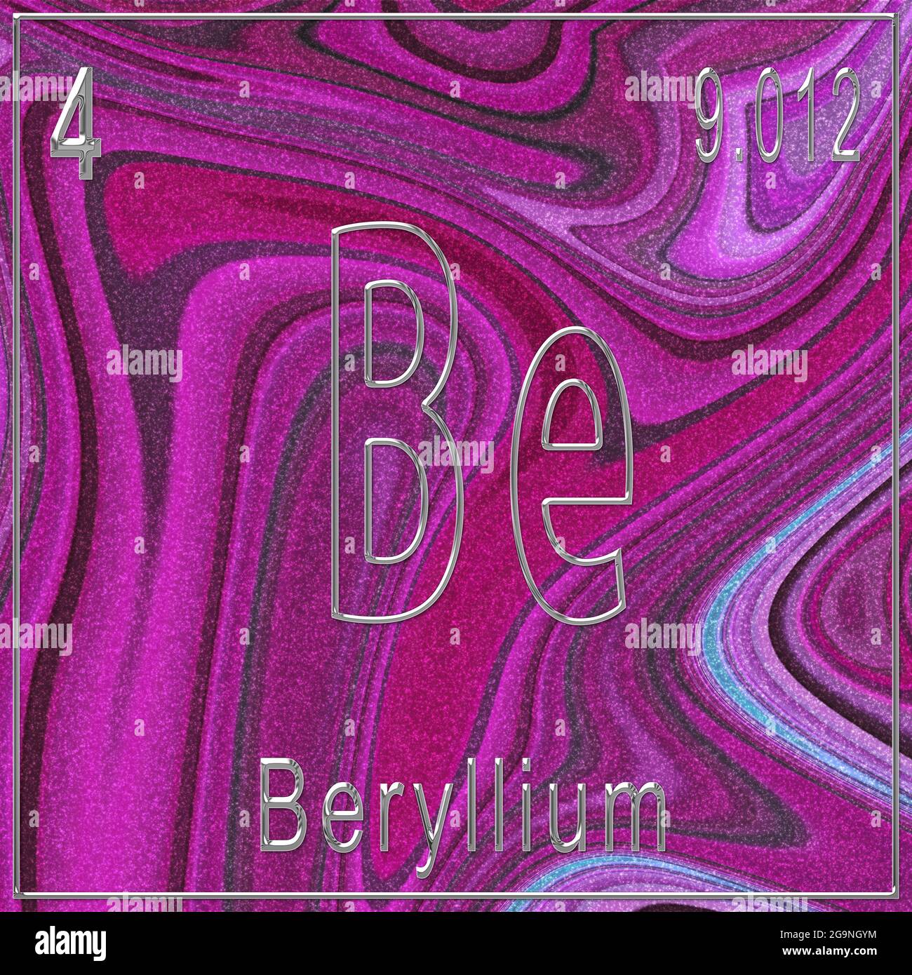 Beryllium chemical element, Sign with atomic number and atomic weight ...