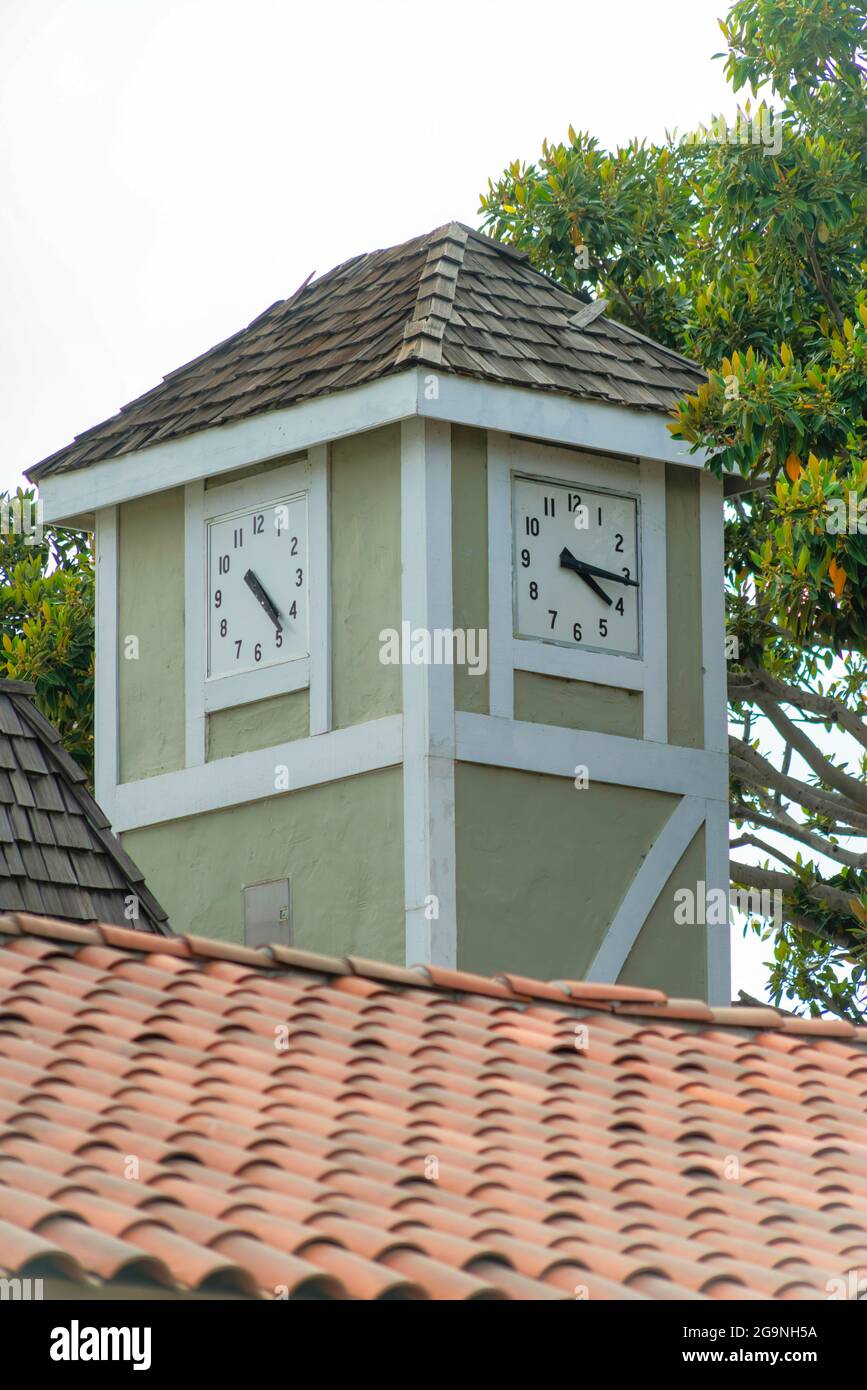 Clock tower with shingles roof Stock Photo - Alamy