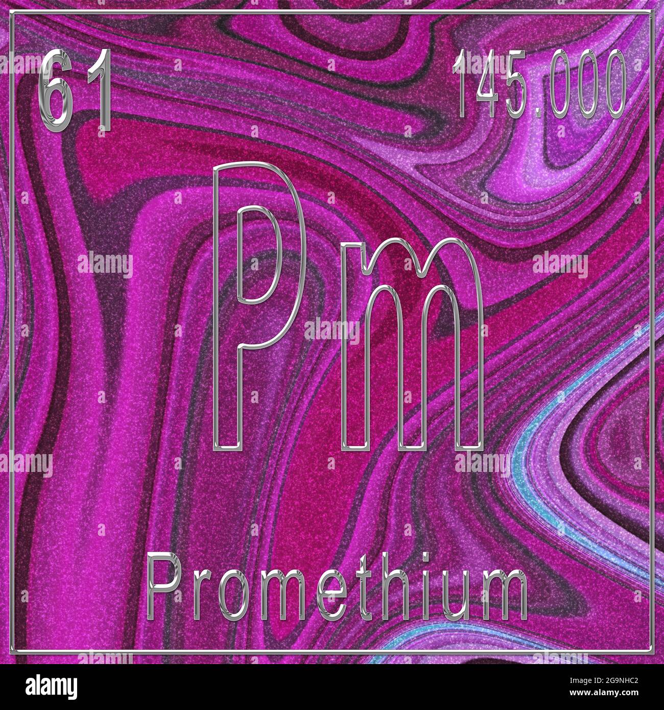 Promethium chemical element, Sign with atomic number and atomic weight ...