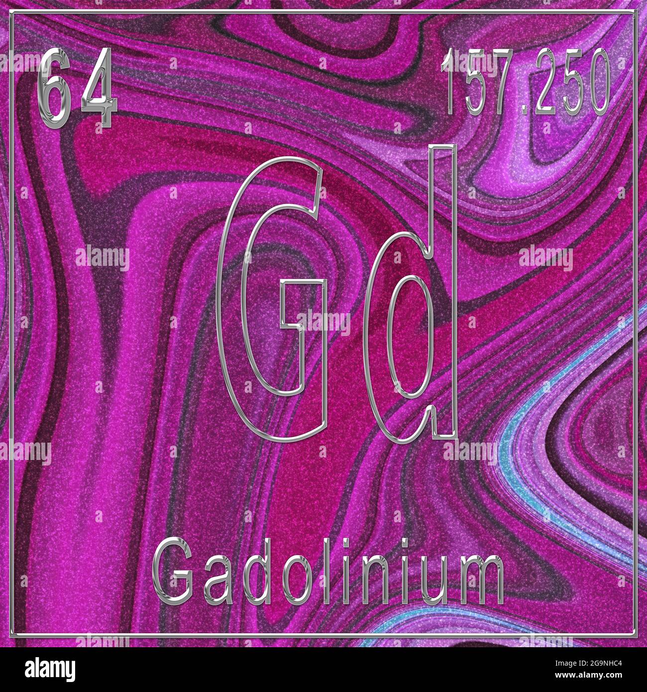 Gadolinium chemical element, Sign with atomic number and atomic weight ...