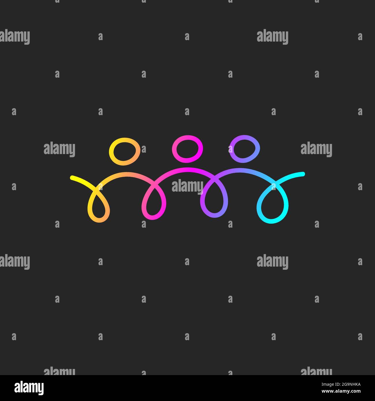 Team of logo people. Abstract hand drawn business icon. Networking ...