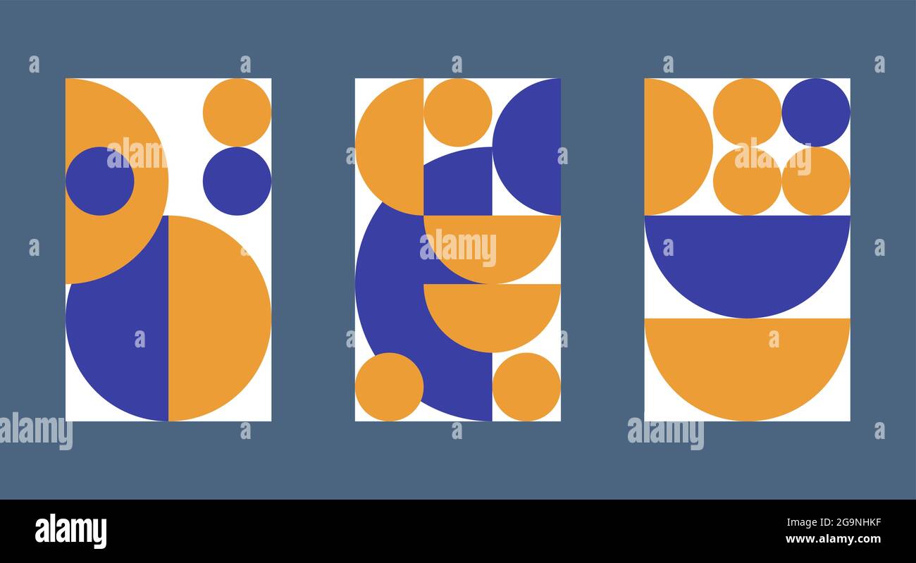 Set of patterns in Bauhaus style for interior posters. Swiss style ...