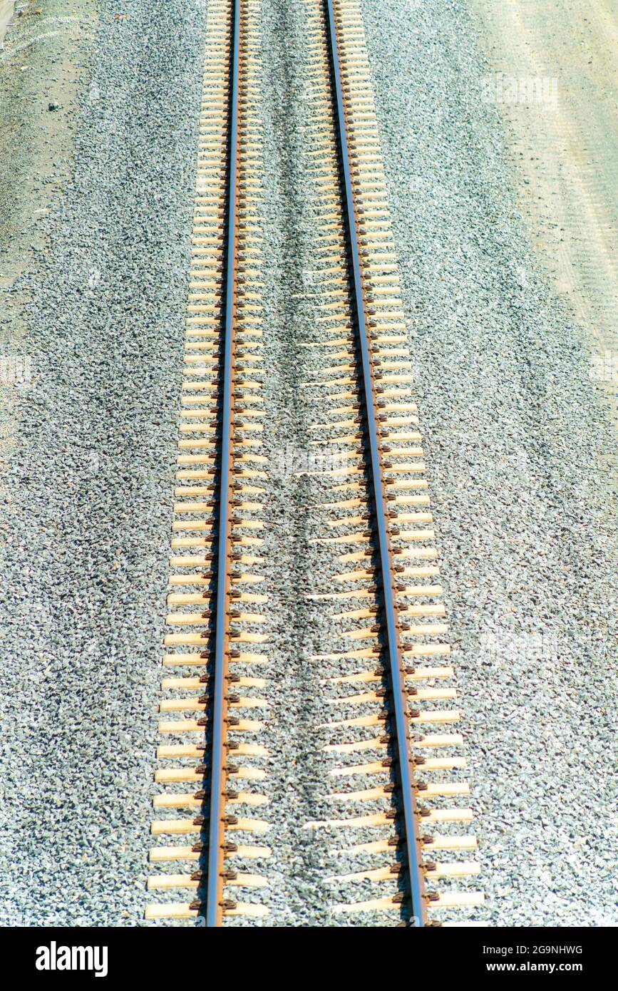Vertical closeup of railroad tracks Stock Photo - Alamy