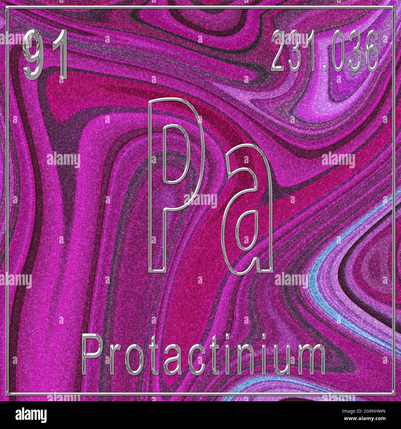 Protactinium chemical element, Sign with atomic number and atomic ...
