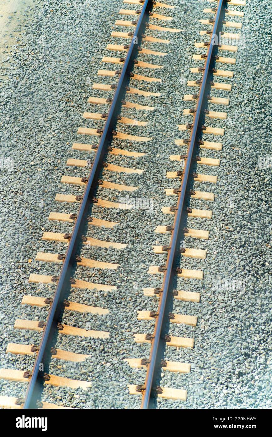 Vertical closeup of railroad tracks Stock Photo - Alamy