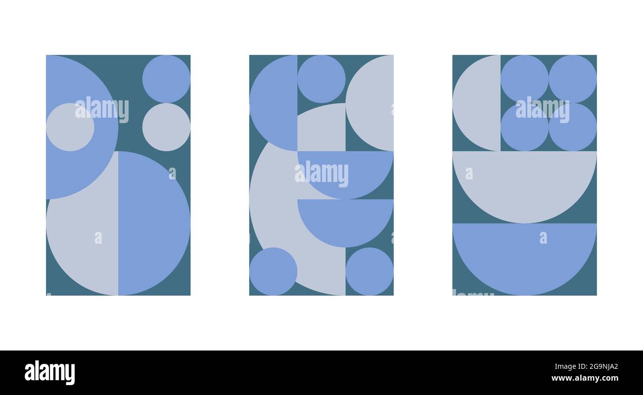 Set of patterns in Bauhaus style for interior posters. Swiss style ...