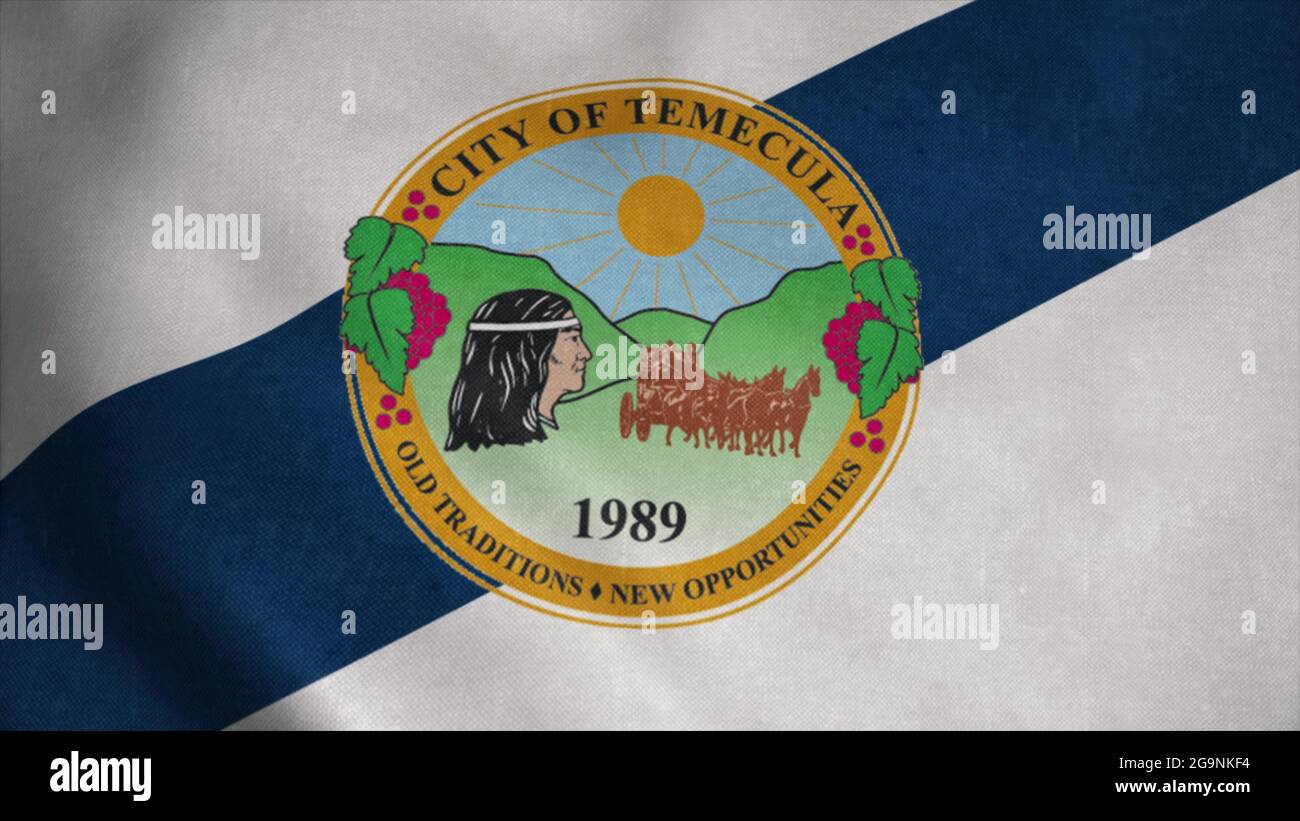 Flag of Temecula, city of California, United States of America. 3d ...