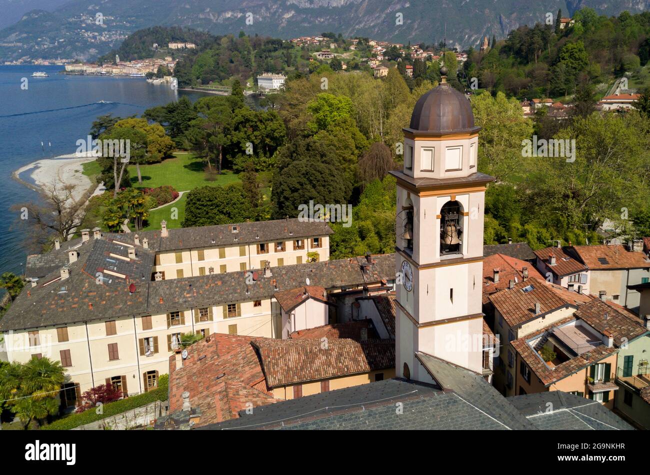 Aerial view, San Giovanni village, Bellagio, Como Lake, lombardy, Italy ...