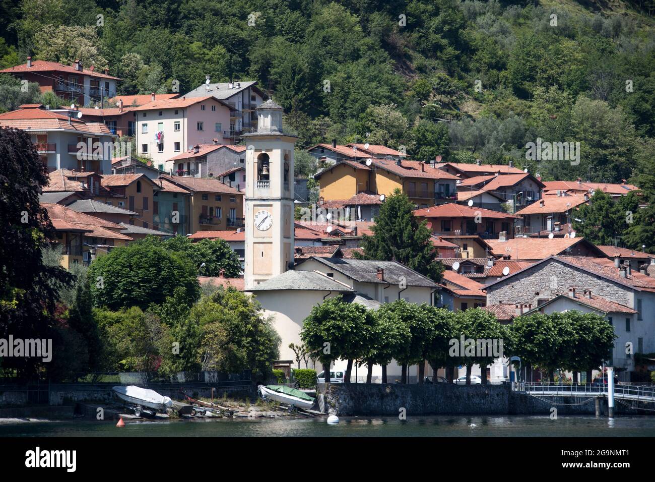 Onno village seen from the lake, Como Lake, Lombardy, Italy, Europe ...