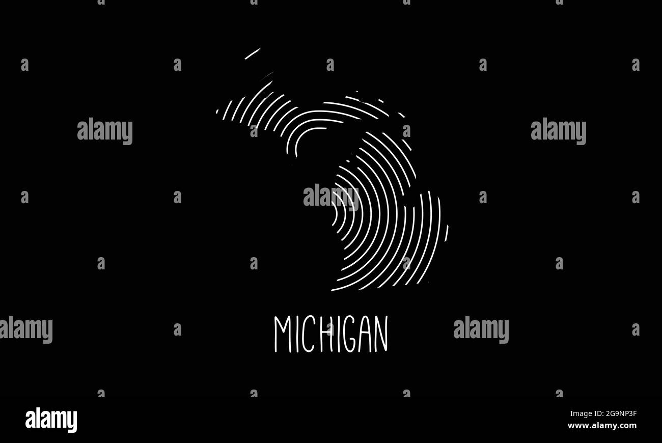 Biometric Map Of Michigan Filled with Fingerprint Pattern icon logo ...