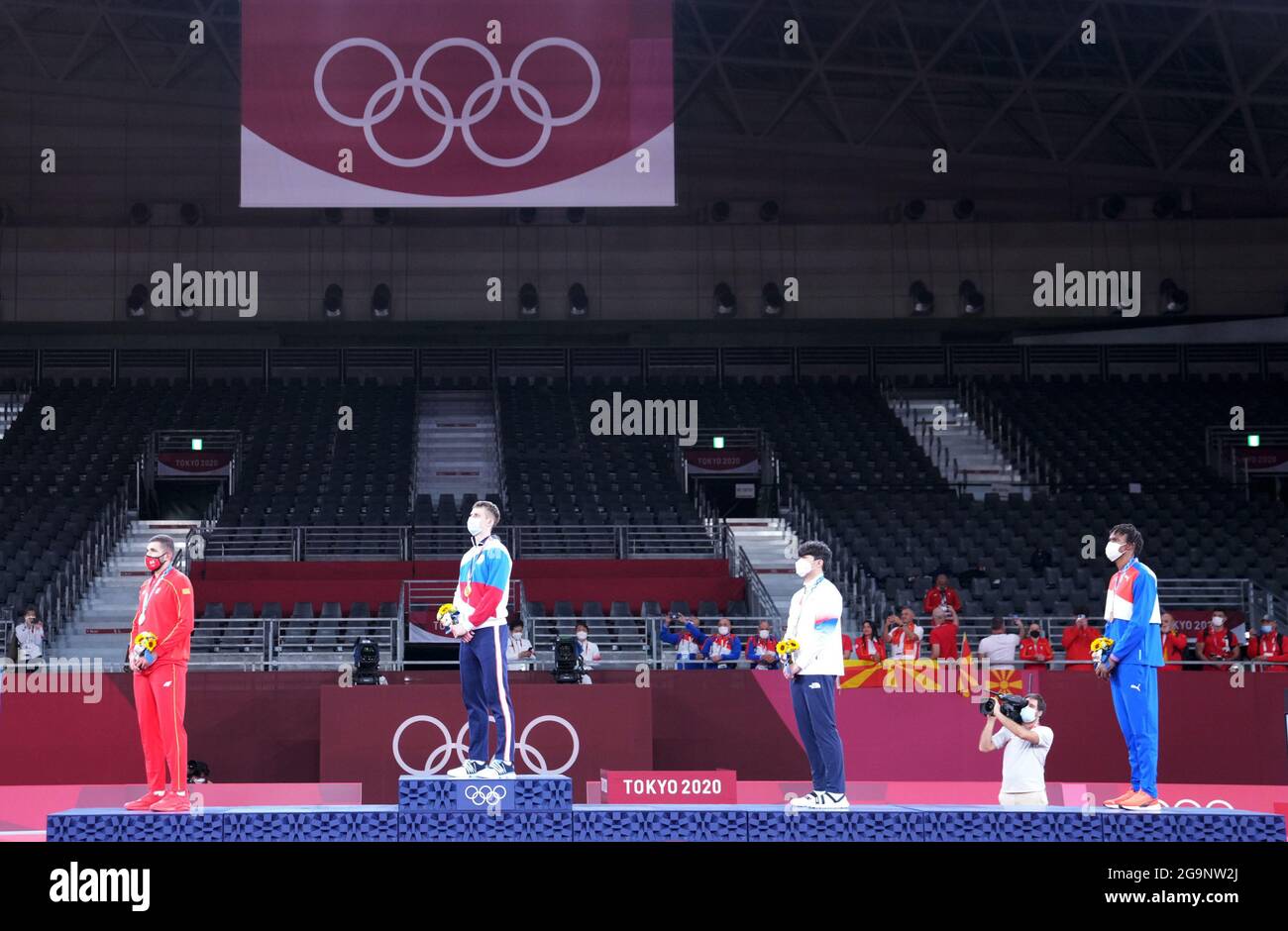 Tokyo, Japan. 27th July, 2021. Gold medalist Vladislav Larin (2nd, L ...