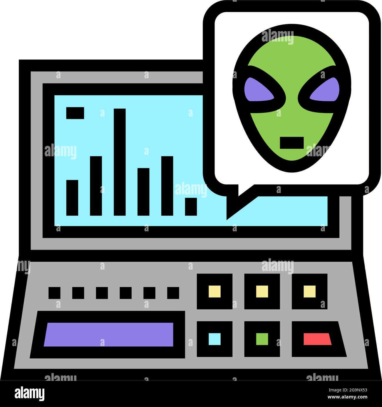 alien space laptop color icon vector illustration Stock Vector Image ...