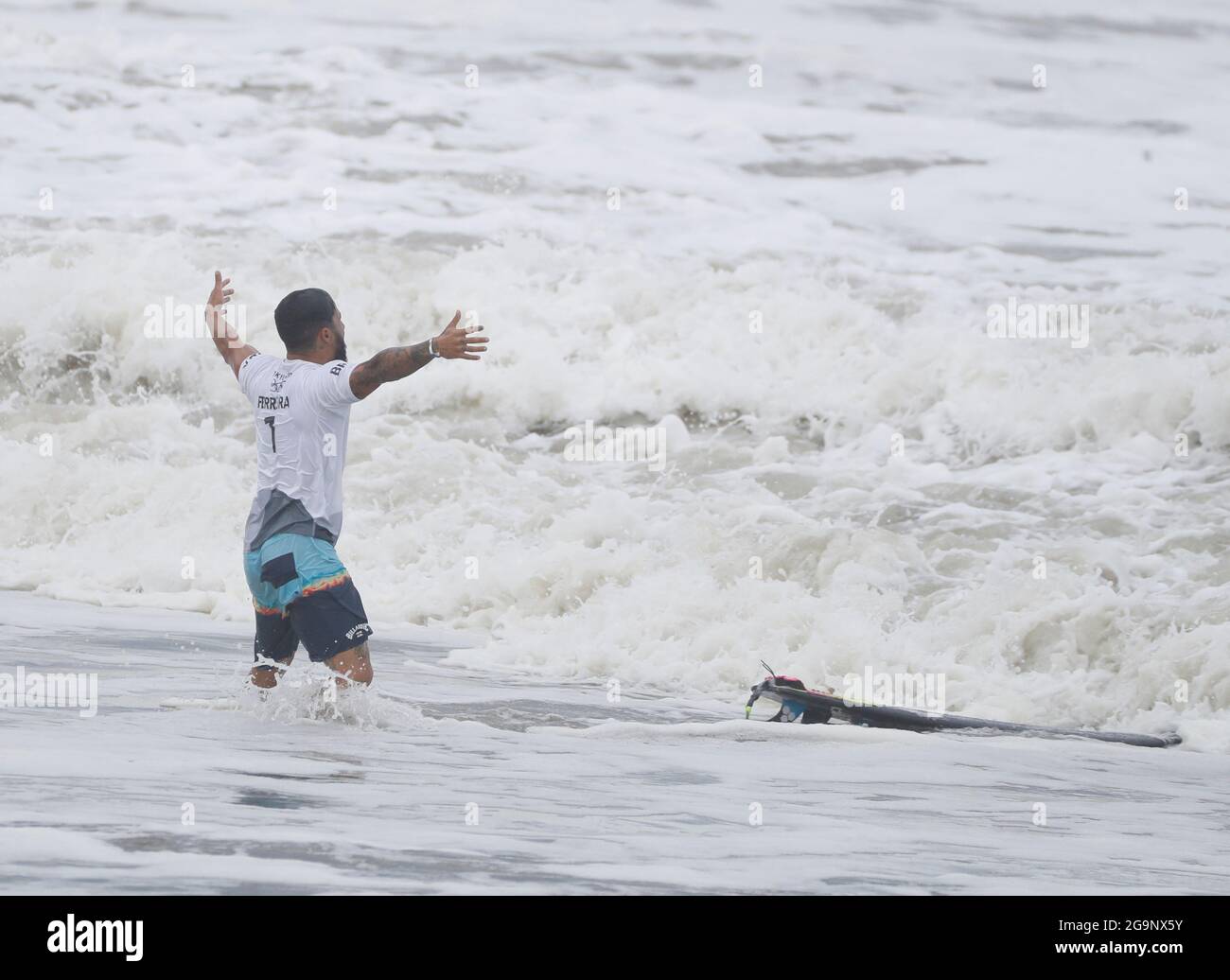 Tokyo - Japan July 26, 2021, surfer at the Olympic Games in Tokyo 2020 ...