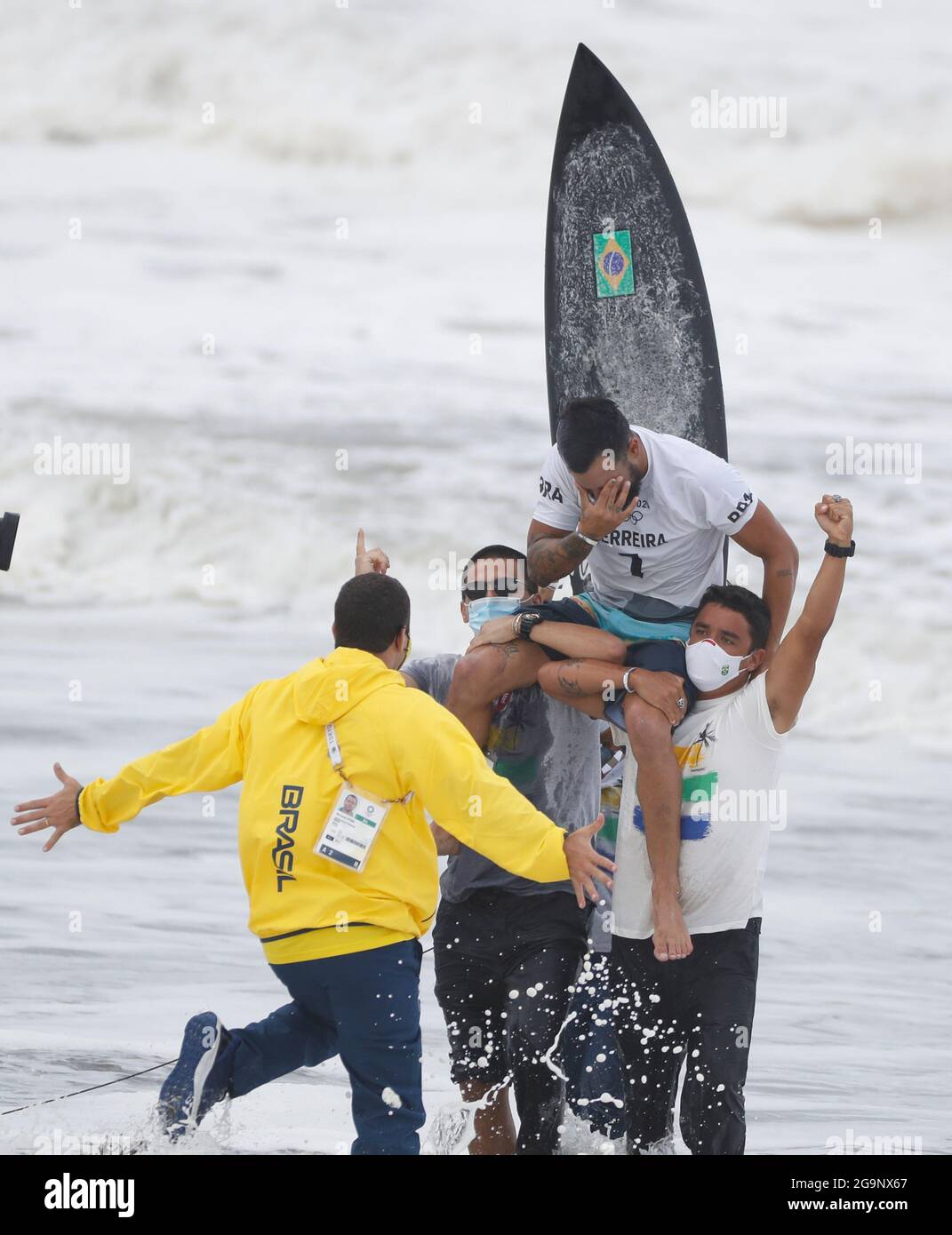 Tokyo - Japan July 26, 2021, surfer at the Olympic Games in Tokyo 2020 ...