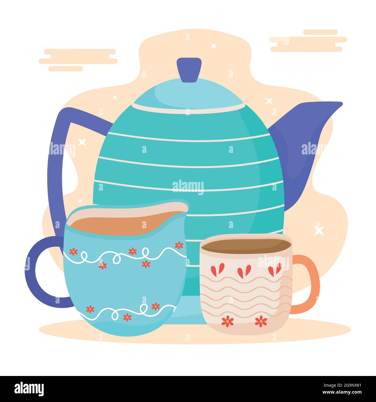 Pottery ceramic cups on Stock Vector Images - Alamy