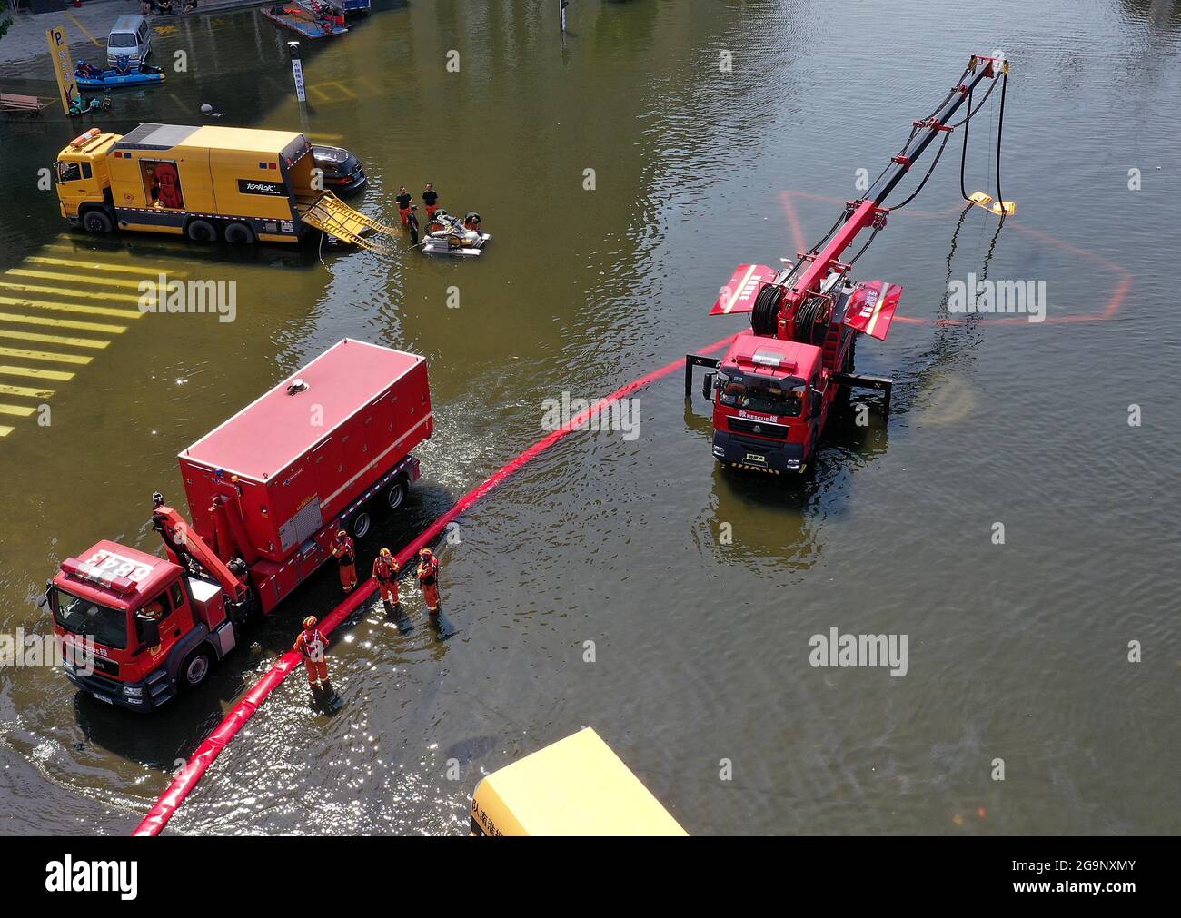 Weihui, China's Henan Province. 27th July, 2021. Aerial photo shows ...