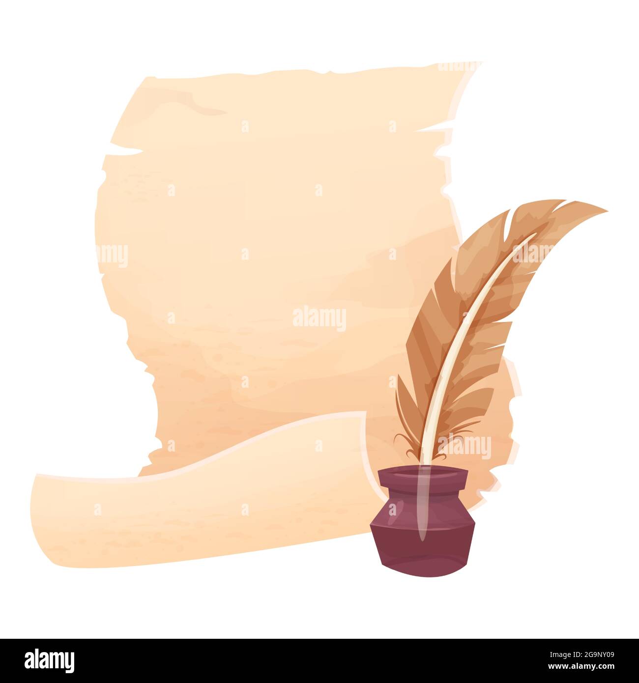 Cartoon Scroll And Quill