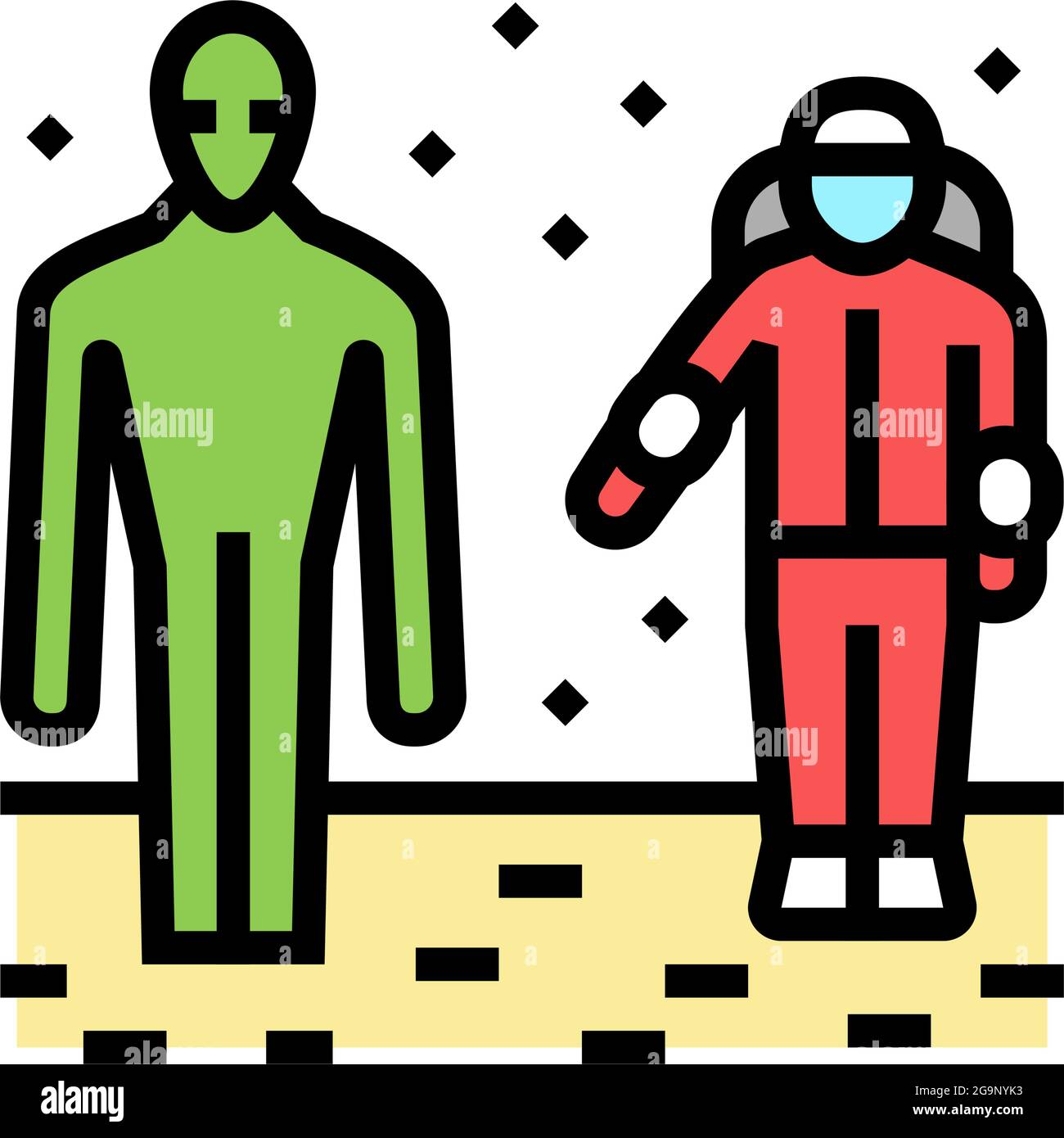 alien and astronaut color icon vector illustration Stock Vector Image ...