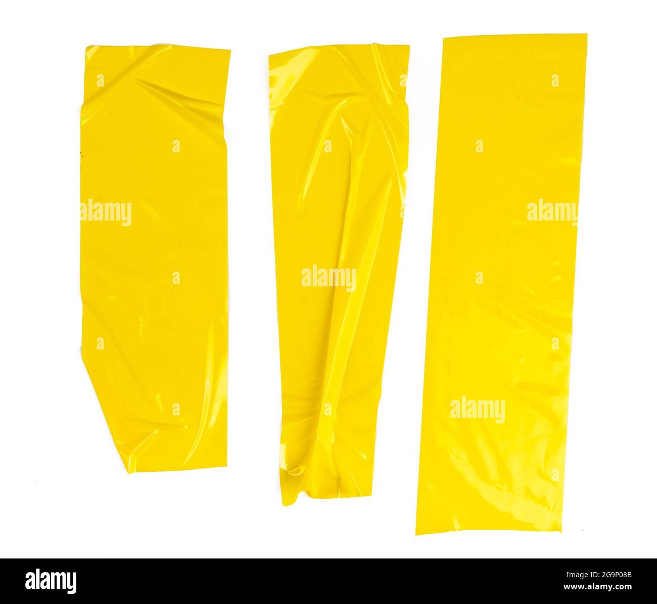 Set of yellow tapes on white background Stock Photo - Alamy