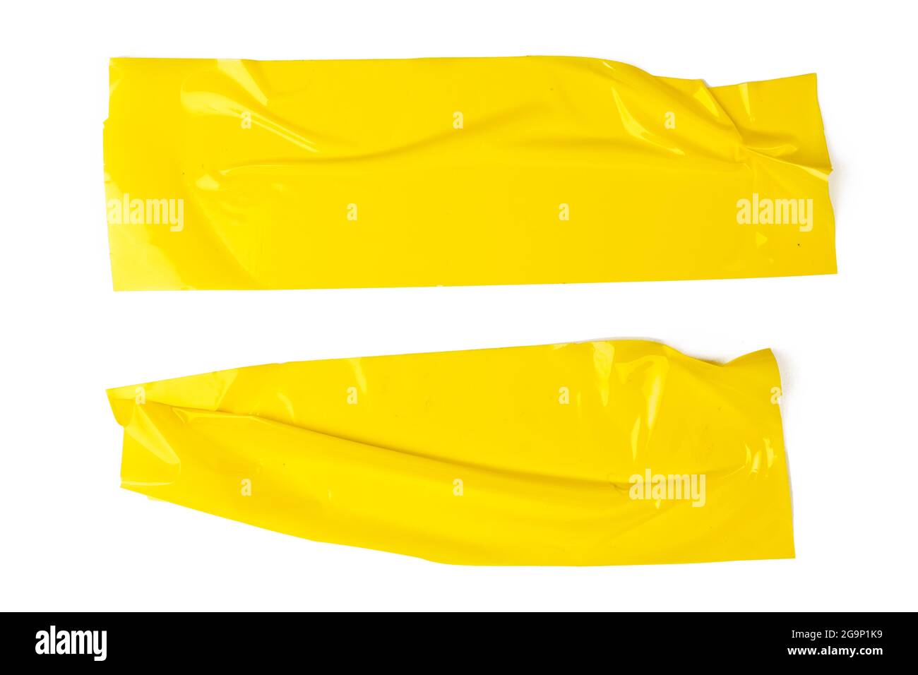 Set of yellow tapes on white background Stock Photo - Alamy