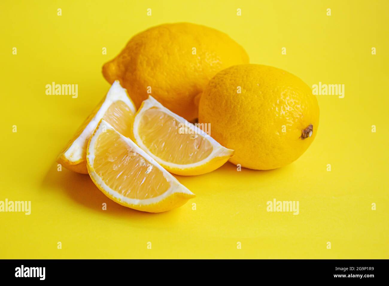 Citric acid on a yellow background. Selective focus.nature Stock Photo ...