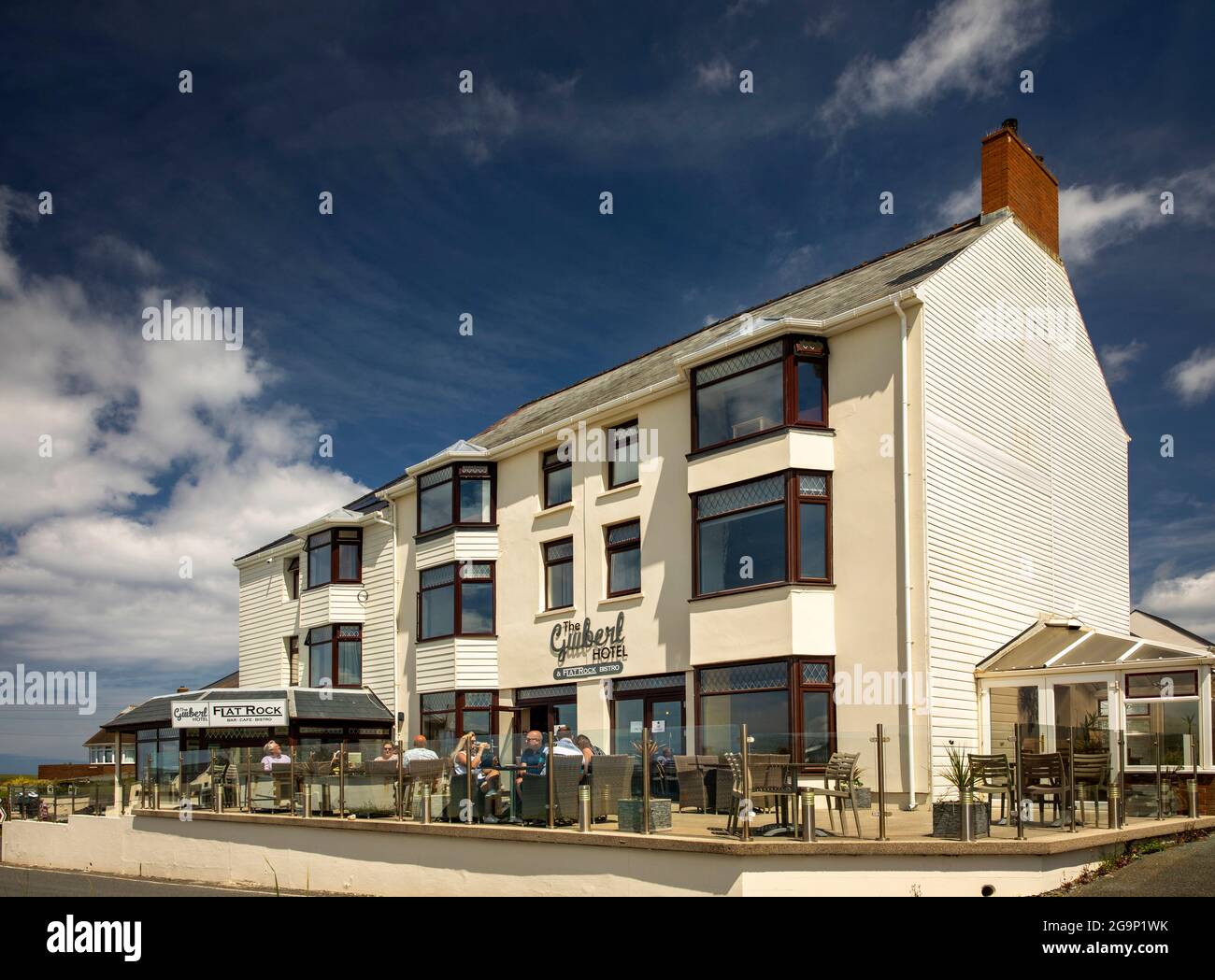 UK, Wales, Ceredigion, Cardigan, Gwbert on Sea, seafront hotel Stock ...