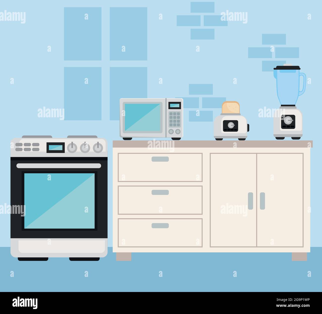 home appliances of kitchen Stock Vector Image & Art - Alamy