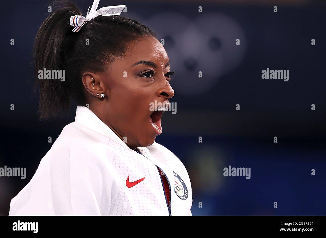 Tokyo, Japan. 27th July, 2021. Simone Biles of the United States is ...