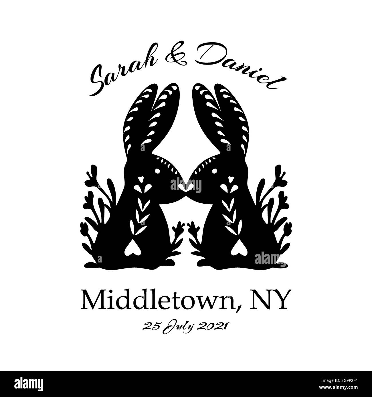 Fun Rabbits Animal. Premade Logo. Black and white colors. Isolated ...