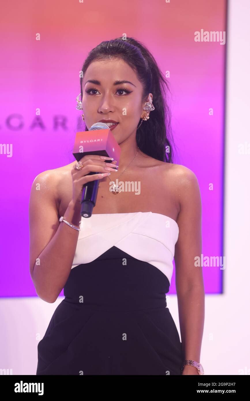 Chinese singer Jike Junyi stands for Bvlgari in Shanghai, 26 July 2021 ...
