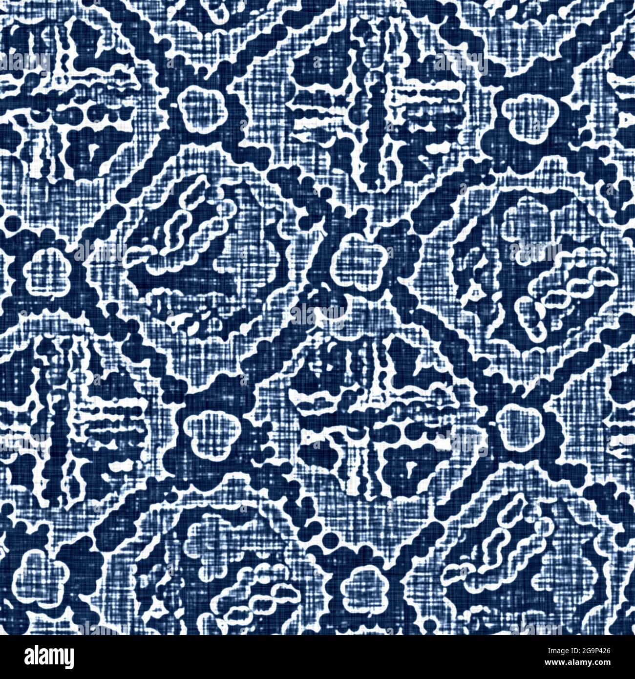 Acid wash blue jean geo motif background. Seamless denim textile ...
