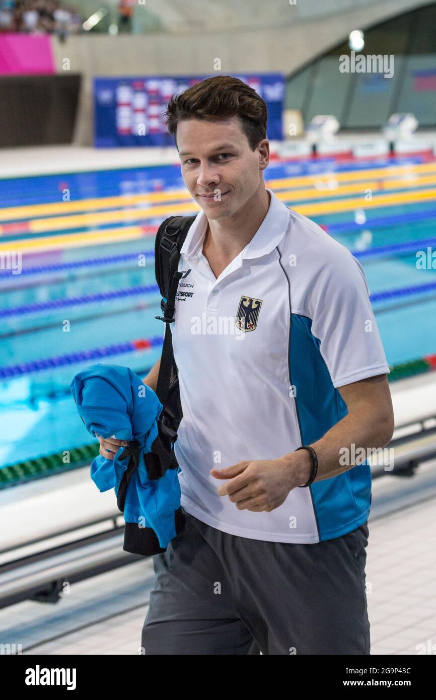 German diver Patrick Hausding during a break at the LEN European Diving Championships 2016 ...